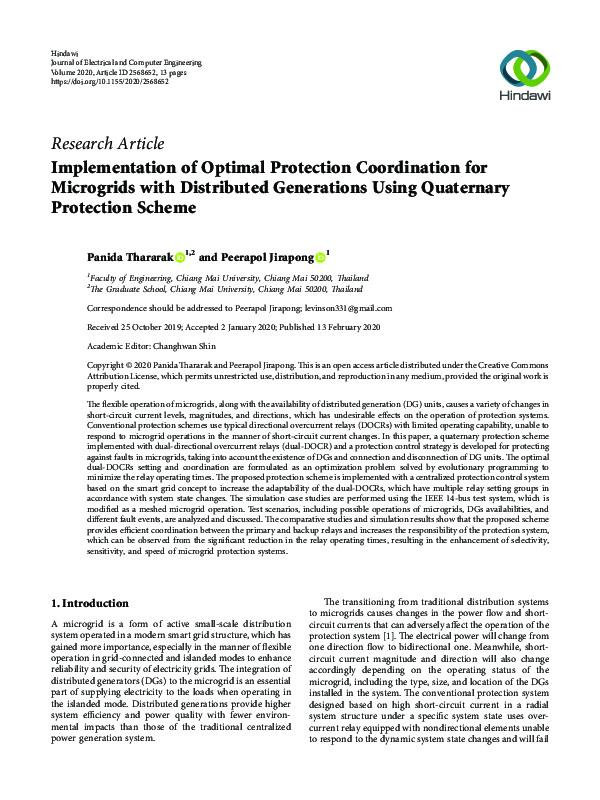 Pdf Implementation Of Optimal Protection Coordination For Microgrids