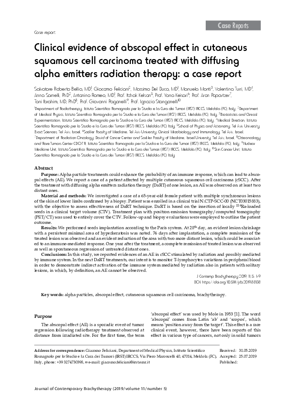 Clinical evidence of abscopal effect in cutaneous squamous cell ...