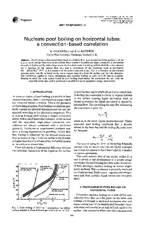 (PDF) Nucleate pool boiling on horizontal tubes: A convection-based ...