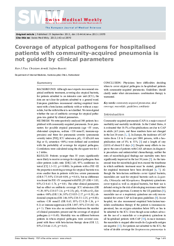 (PDF) Coverage of atypical pathogens for hospitalised patients with ...