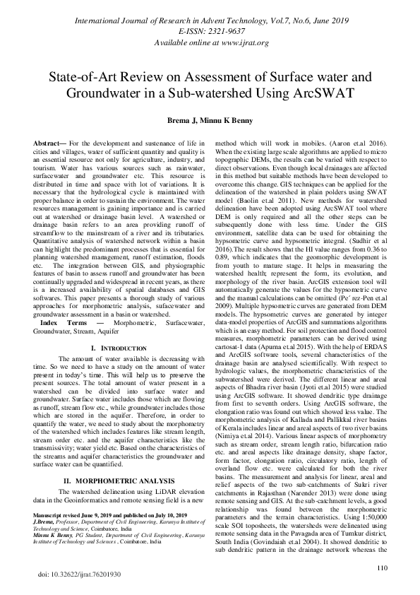 (PDF) State-of-Art Review on Assessment of Surface water and ...