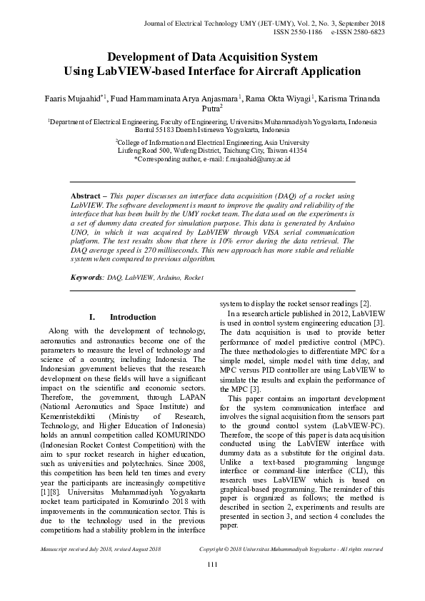 Pdf Development Of Data Acquisition System Using Labview Based Interface For Aircraft Application