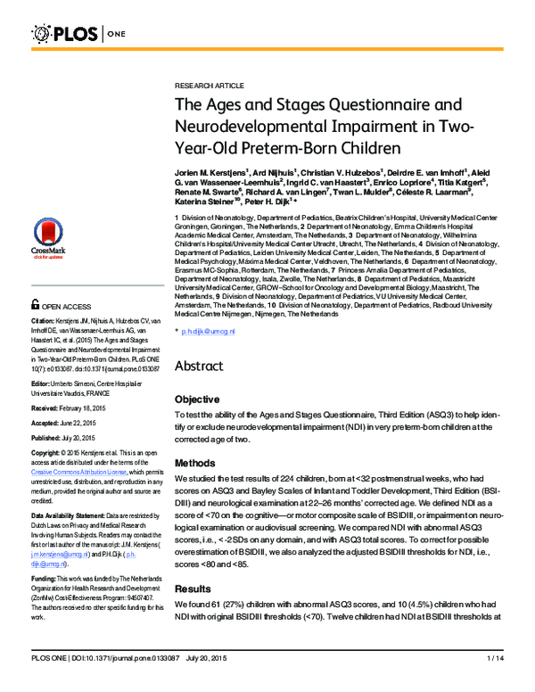 (PDF) The Ages and Stages Questionnaire and Neurodevelopmental ...