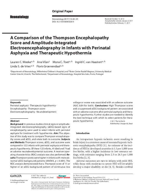 (PDF) A Comparison of the Thompson Encephalopathy Score and Amplitude ...