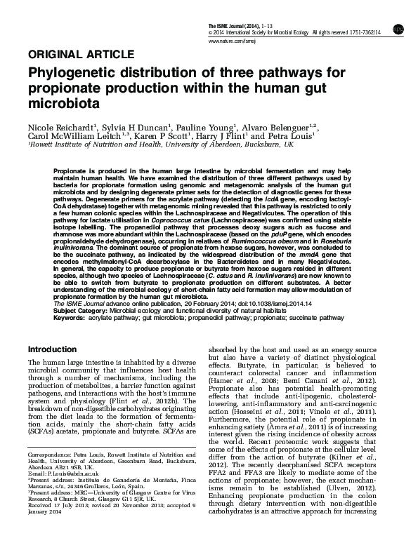 (PDF) Phylogenetic distribution of three pathways for propionate ...