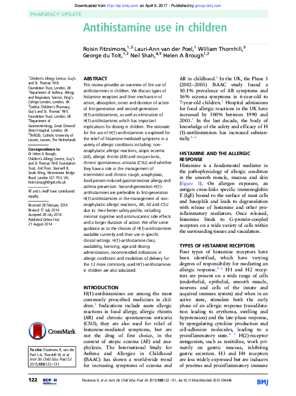 (PDF) Antihistamine use in children