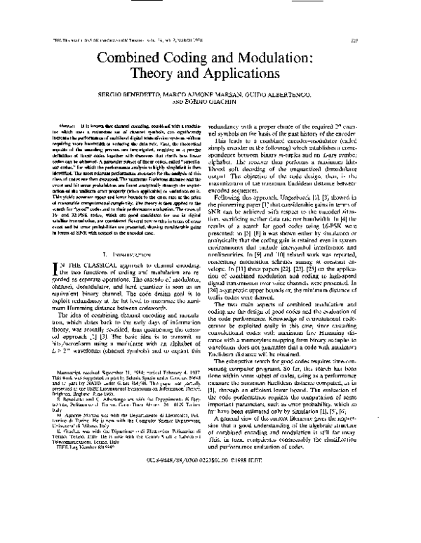 Pdf Combined Coding And Modulation Theory And Applications