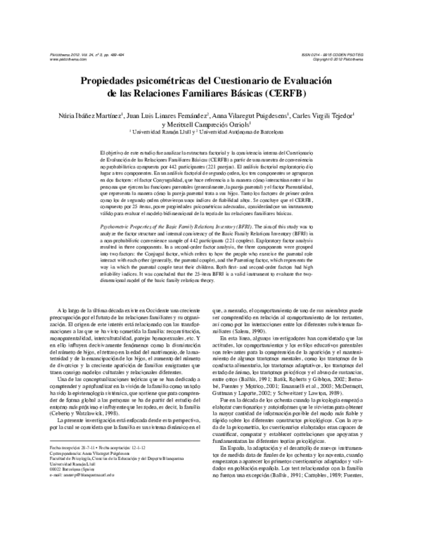 (PDF) Propiedades Psicométricas del Cuestionario de Auto Reporte de la ...