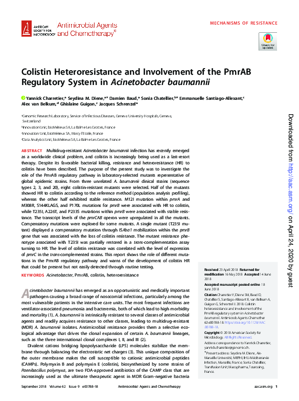 (PDF) Colistin Heteroresistance and Involvement of the PmrAB Regulatory ...