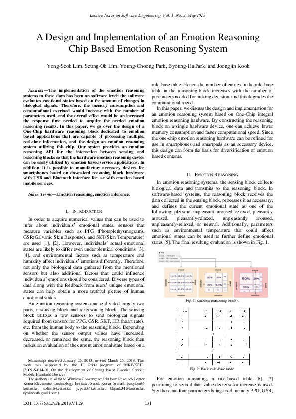 Pdf A Design And Implementation Of An Emotion Reasoning Chip Based