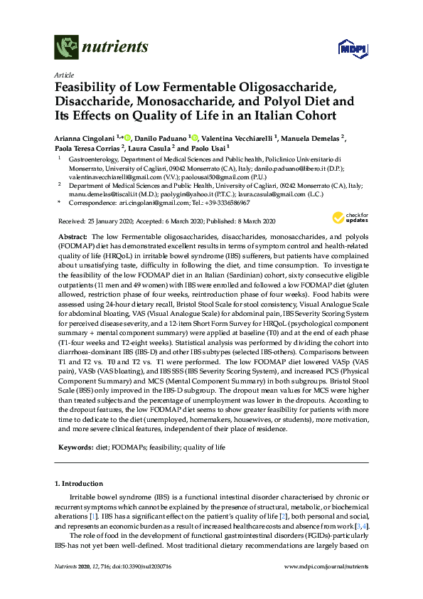 (PDF) Feasibility of Low Fermentable Oligosaccharide, Disaccharide ...