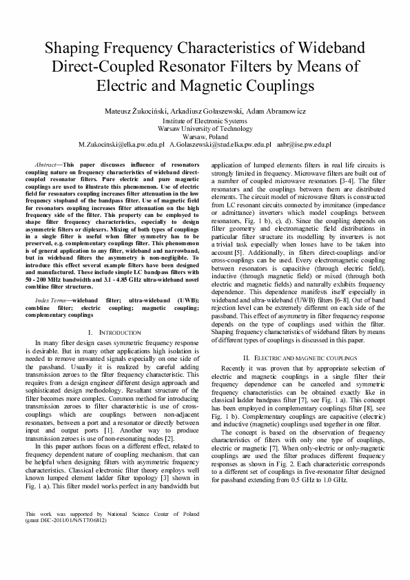 (PDF) Shaping frequency characteristics of wideband direct-coupled ...