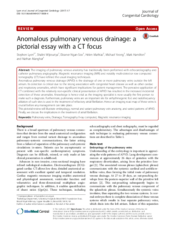 (PDF) Anomalous pulmonary venous drainage: a pictorial essay with a CT ...