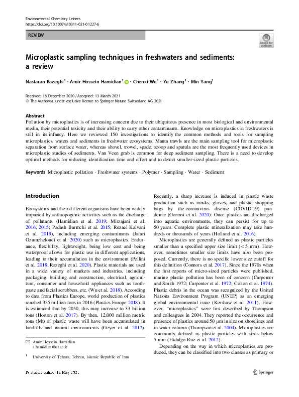 (PDF) Microplastic sampling techniques in freshwaters and sediments: a ...