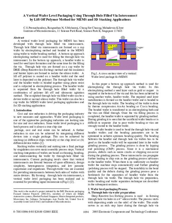 (PDF) A Vertical Wafer Level Packaging using Through Hole Filled Via ...