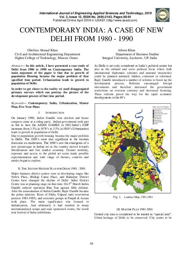 (PDF) CONTEMPORARY INDIA: A CASE OF NEW DELHI FROM 1980 -1990