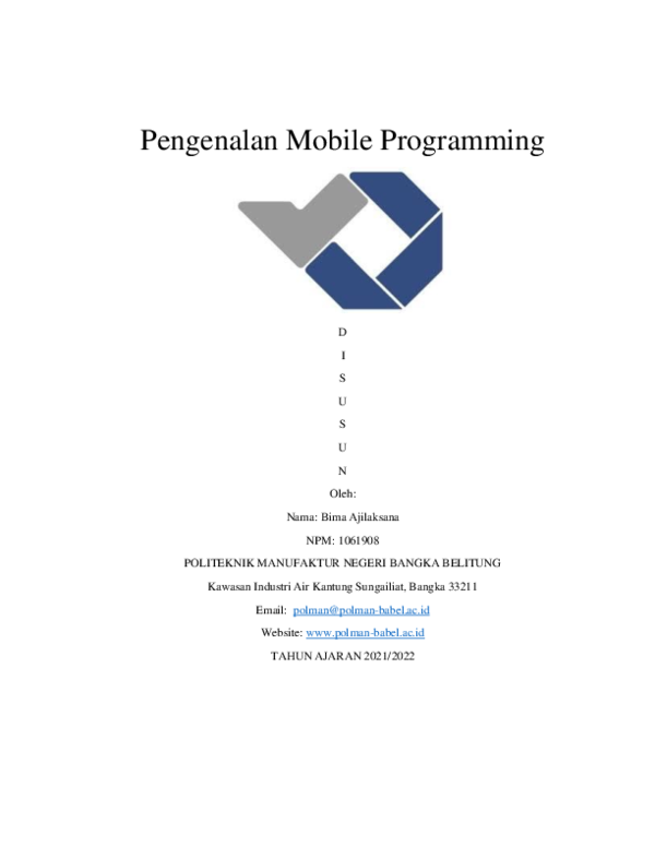 (PDF) Pengenalan Mobile Programming