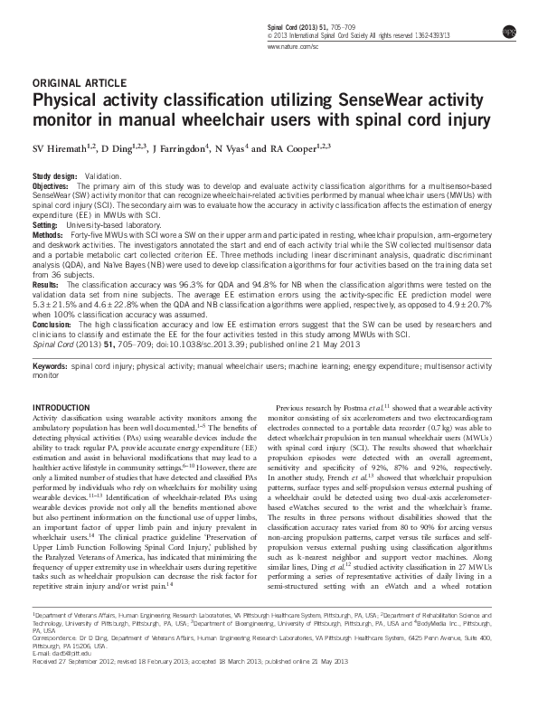 (PDF) Physical activity classification utilizing SenseWear activity ...
