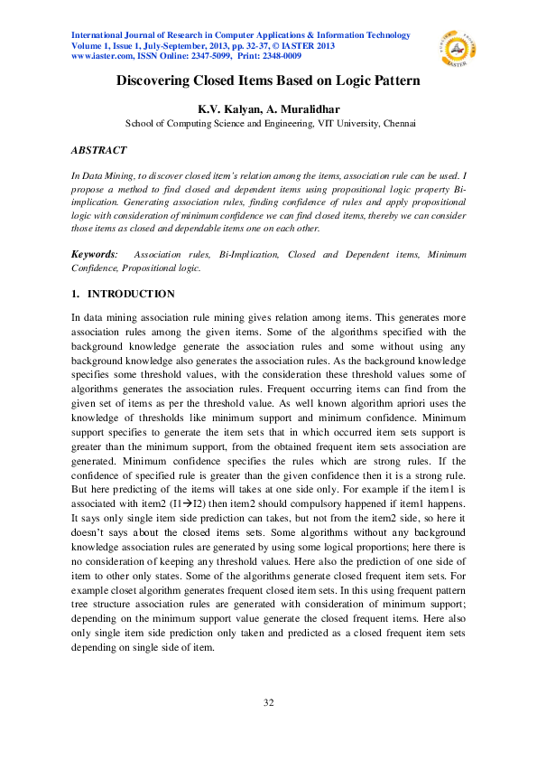 (PDF) Discovering Closed Items Based on Logic Pattern