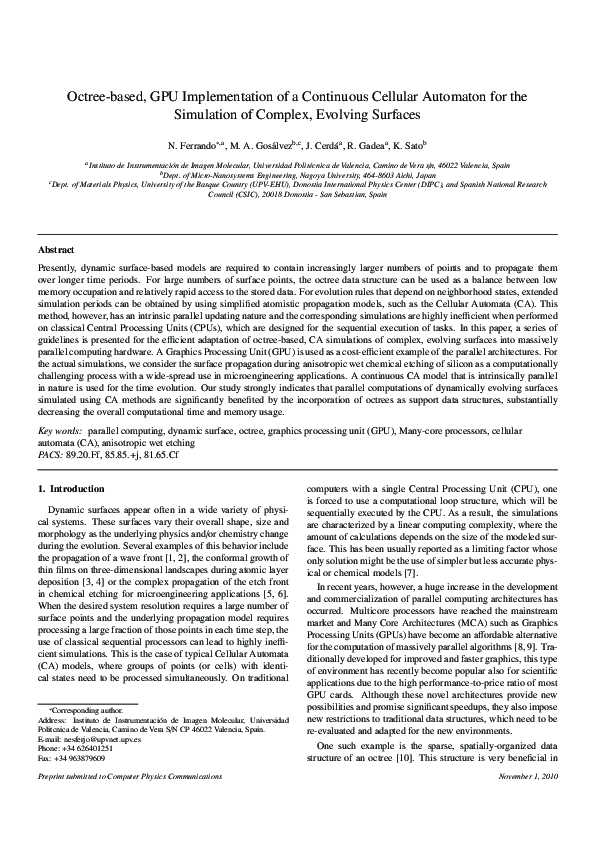 Pdf Octree Based Gpu Implementation Of A Continuous Cellular