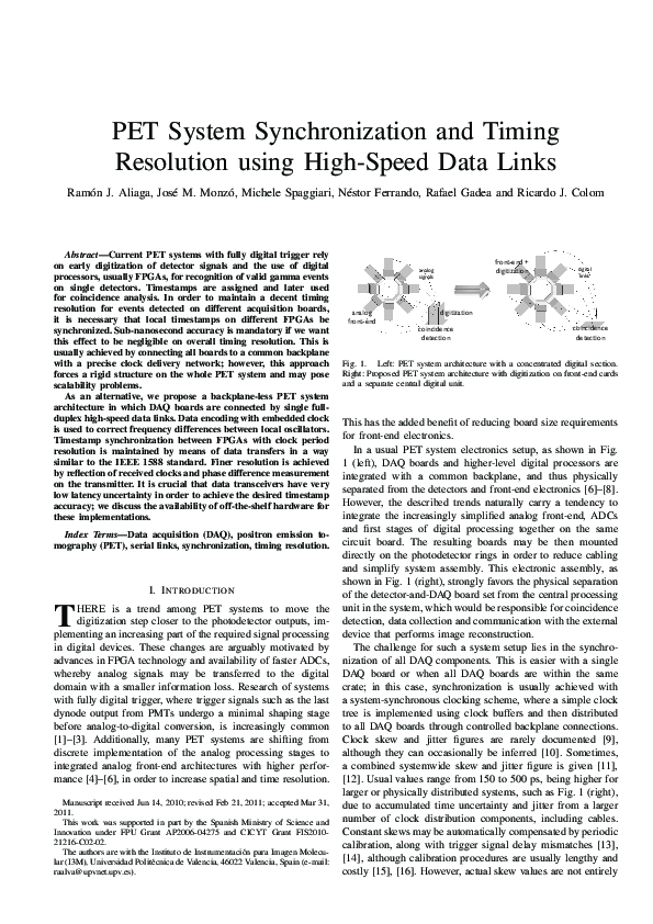 (PDF) PET System Synchronization and Timing Resolution Using High-Speed ...