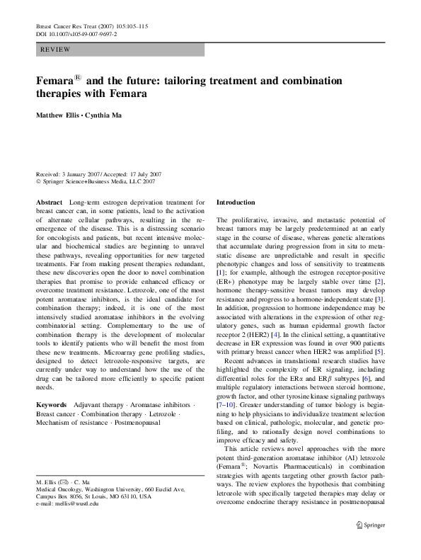 (PDF) Femara® and the future: tailoring treatment and combination ...