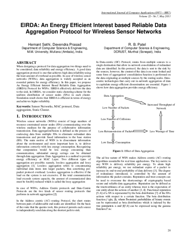 (PDF) EIRDA: Efficient Data Aggregation for WSNs