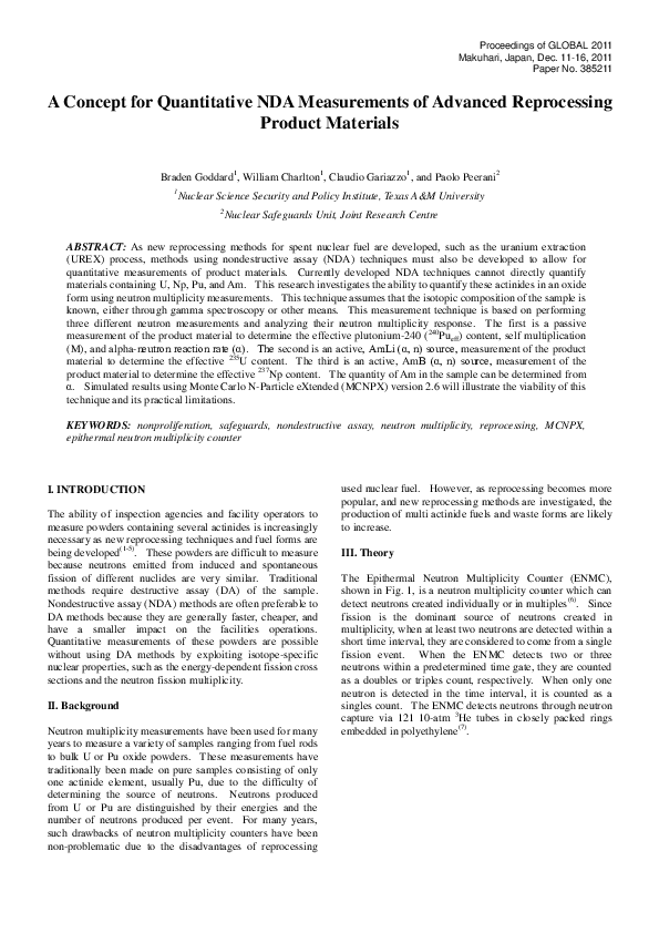(PDF) A Concept for Quantitative NDA Measurements of Advanced ...