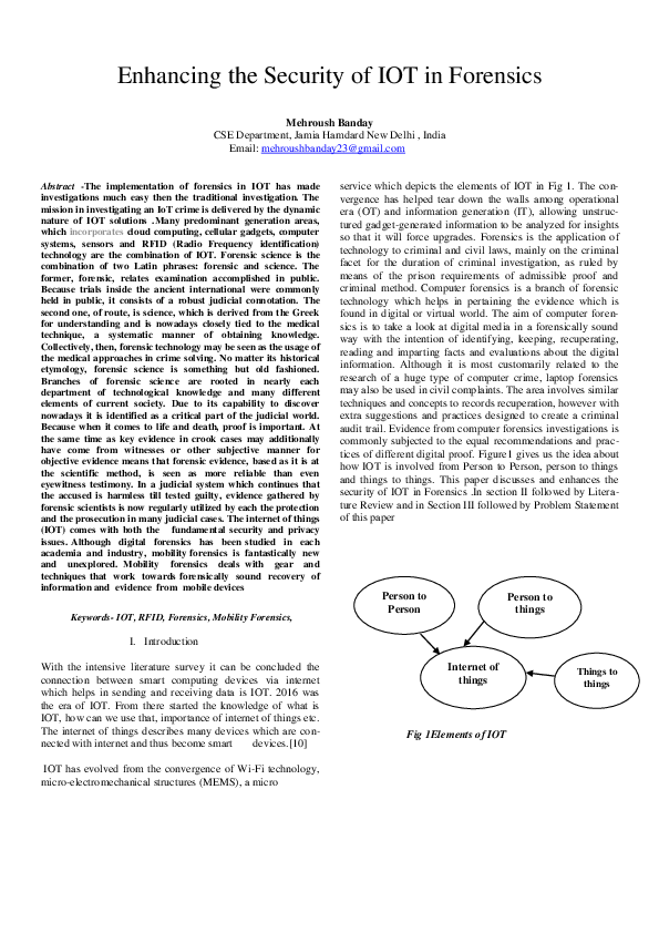 (PDF) Enhancing the Security of IOT in Forensics
