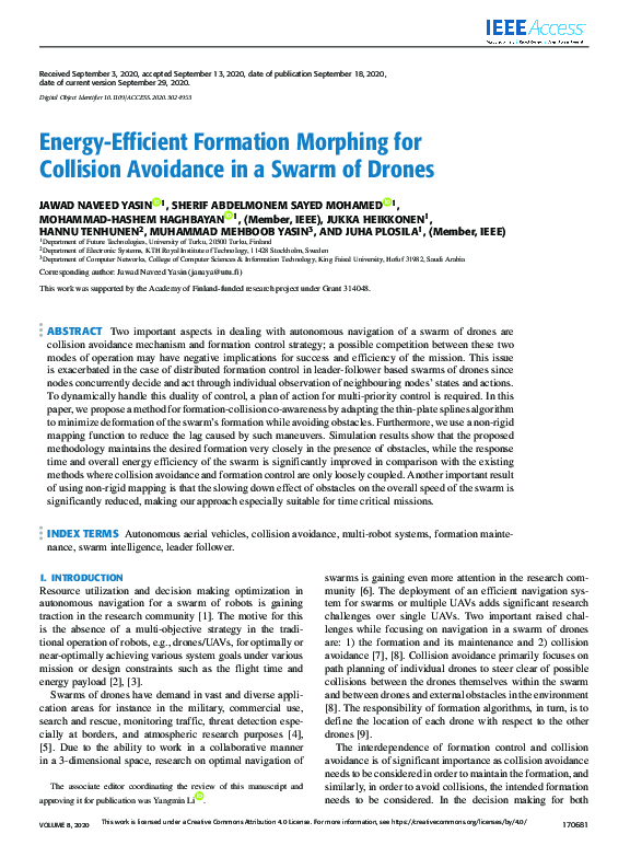 (PDF) Energy-Efficient Formation Morphing for Collision Avoidance in a ...
