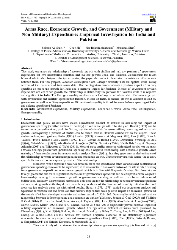 (PDF) Arms Race, Economic Growth, and Government (Military and Non ...