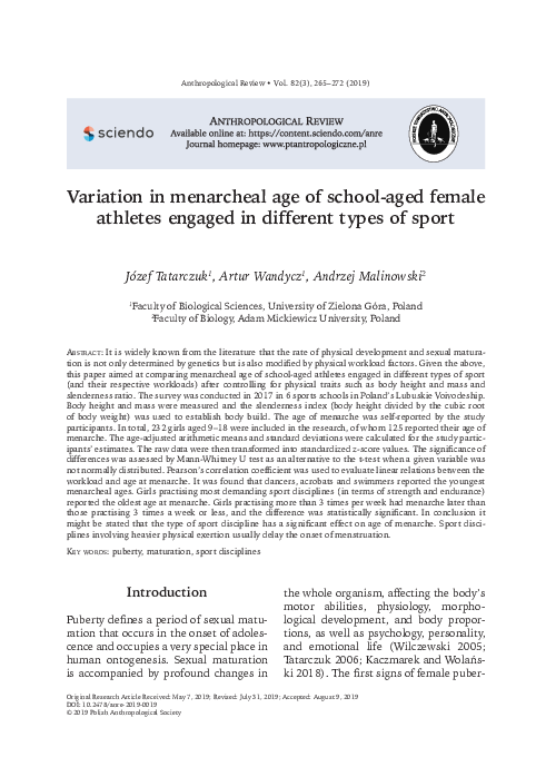 (PDF) Variation in menarcheal age of school-aged female athletes ...