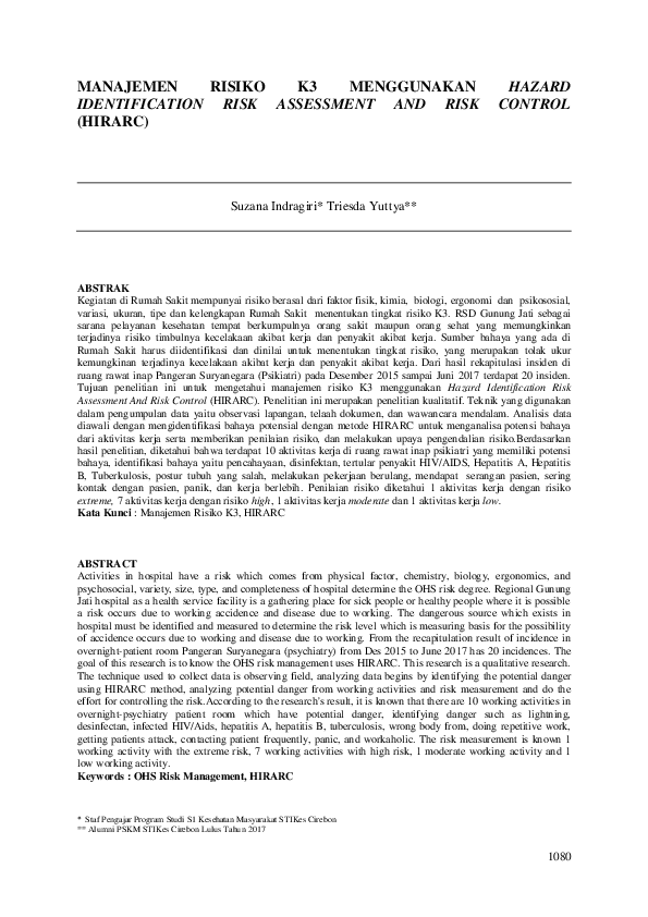 PDF Manajemen Risiko K3 Menggunakan Hazard Identification Risk pdf-manajemen-risiko-k3-menggunakan-hazard-identification-risk