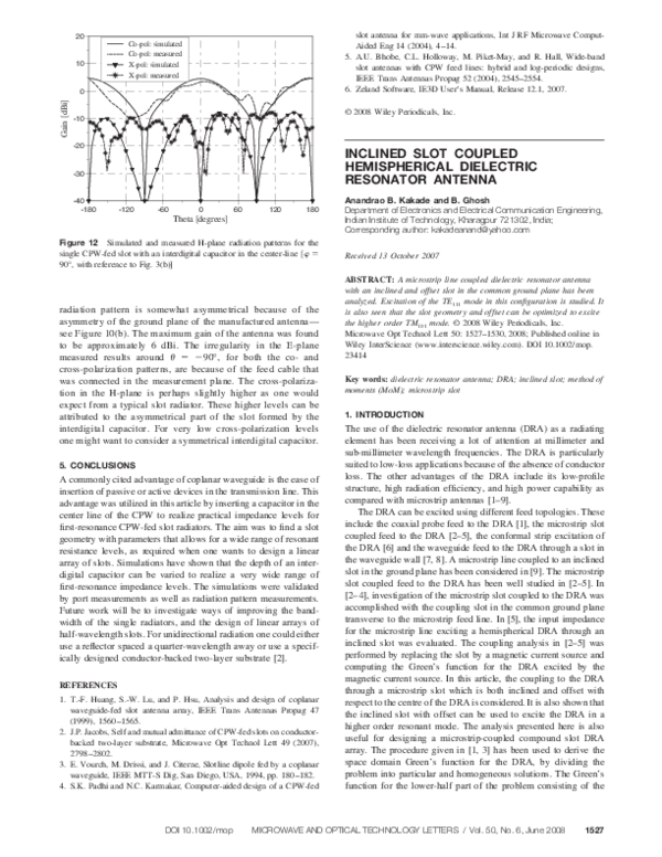 (PDF) Theory and implementation of dielectric resonator antenna excited by a waveguide slot ...