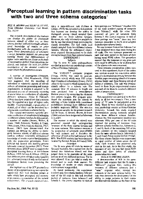 (PDF) Perceptual learning in pattern discrimination tasks with two and three schema categories