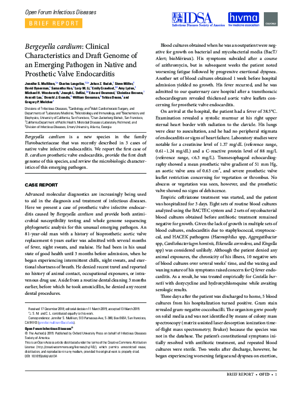 (PDF) Bergeyella cardium: Clinical Characteristics and Draft Genome of ...
