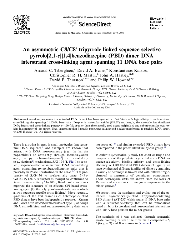 (PDF) An asymmetric C8/C8′-tripyrrole-linked sequence-selective pyrrolo ...