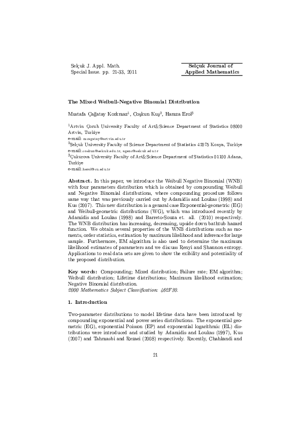 (PDF) The Mixed Weibull-Negative Binomial Distribution