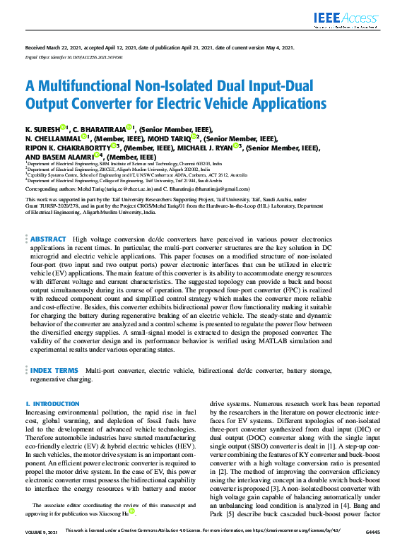 Pdf A Multifunctional Non Isolated Dual Input Dual Output Converter