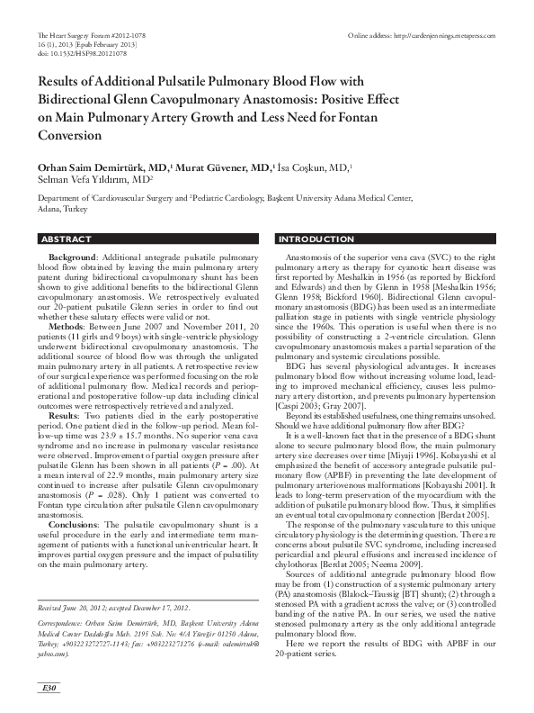 (PDF) Results of Additional Pulsatile Pulmonary Blood Flow with ...