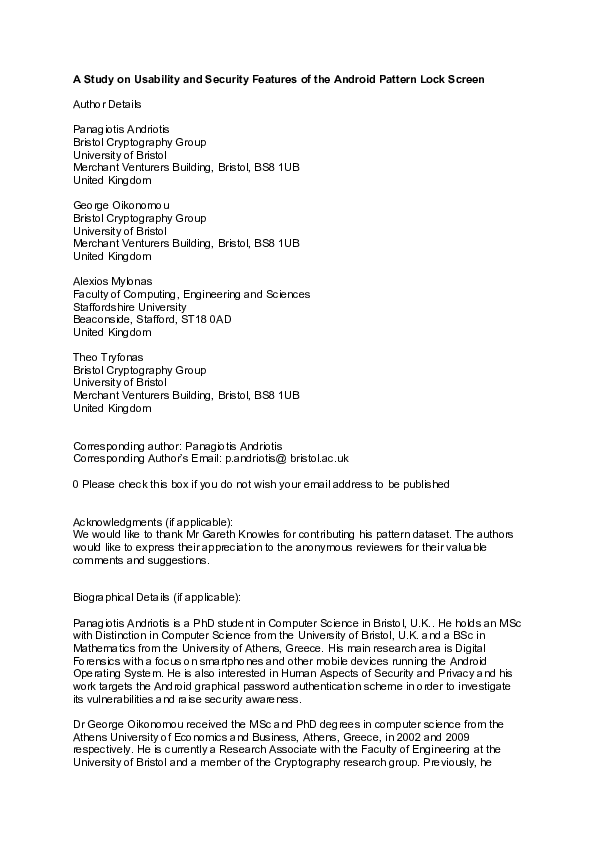 (PDF) A study on usability and security features of the Android pattern ...