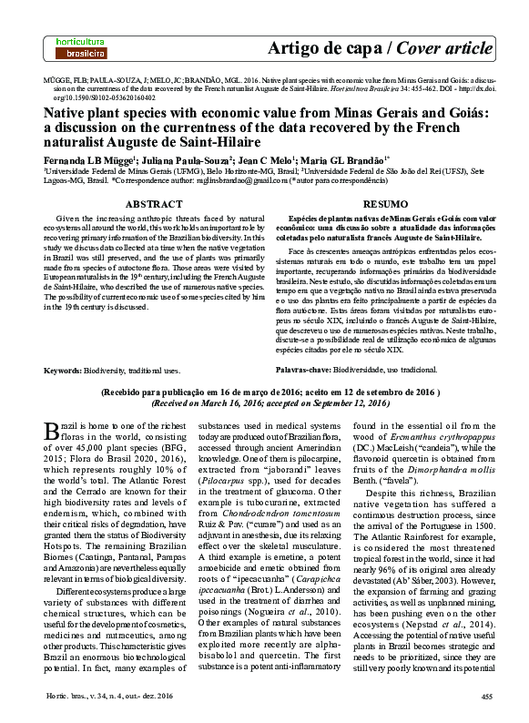 (PDF) Native plant species with economic value from Minas Gerais and ...