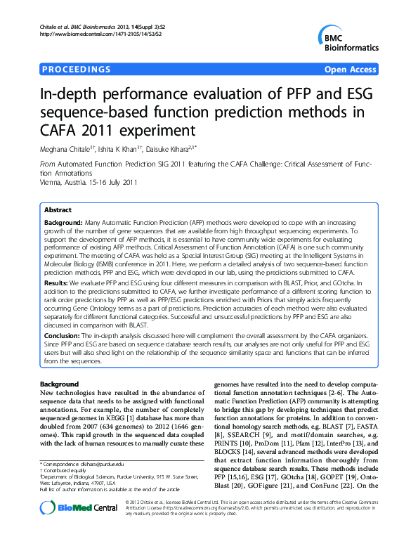 Pdf In Depth Performance Evaluation Of Pfp And Esg Sequence Based