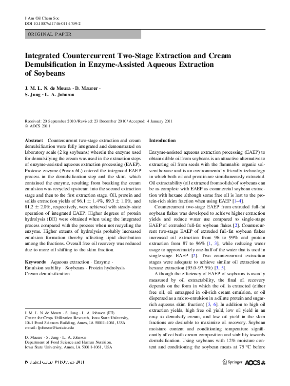 (PDF) Integrated Countercurrent Two-Stage Extraction and Cream ...