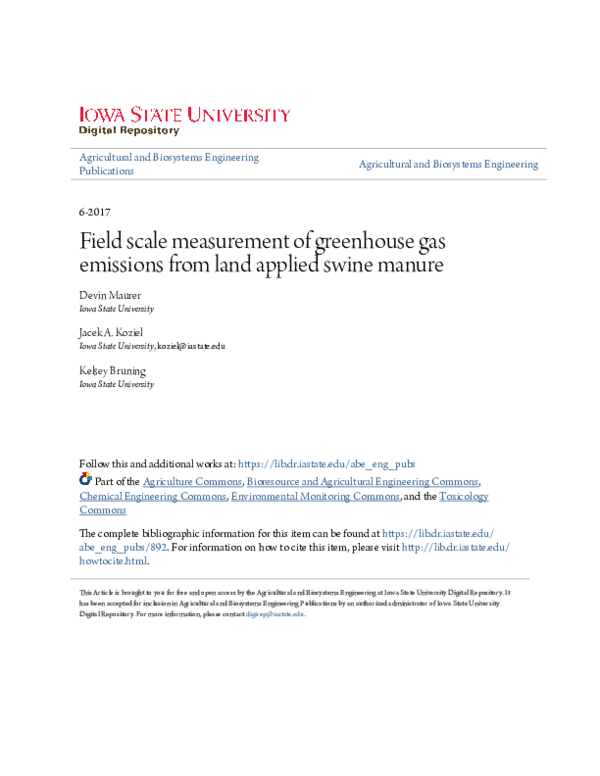 (PDF) Field scale measurement of greenhouse gas emissions from land ...