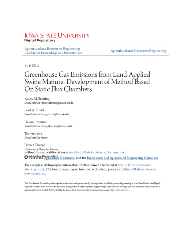 (PDF) Greenhouse Gas Emissions from Land-Applied Swine Manure ...