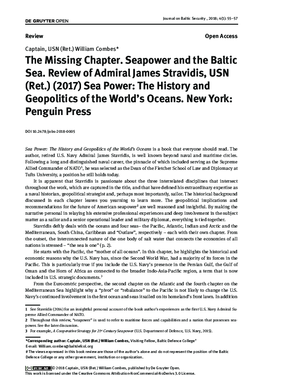 (PDF) The Missing Chapter. Seapower and the Baltic Sea. Review of ...