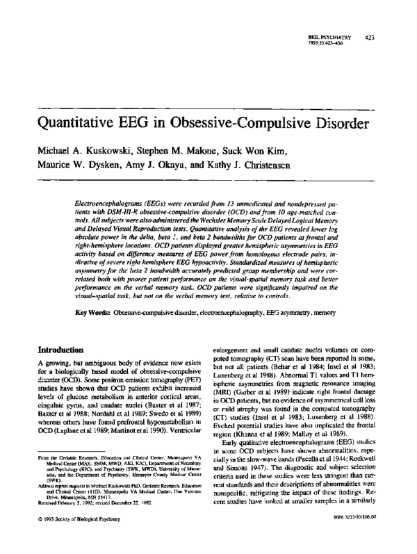 (PDF) Quantitative EEG in obsessive-compulsive disorder