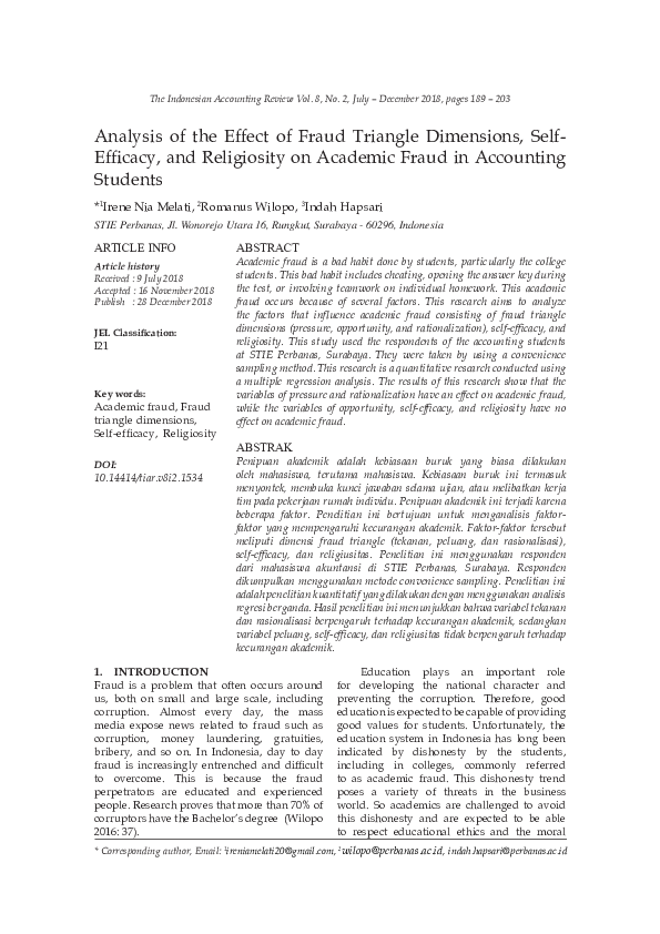 (PDF) Fraud Triangle and Its Impact on Academic Fraud in Accounting ...