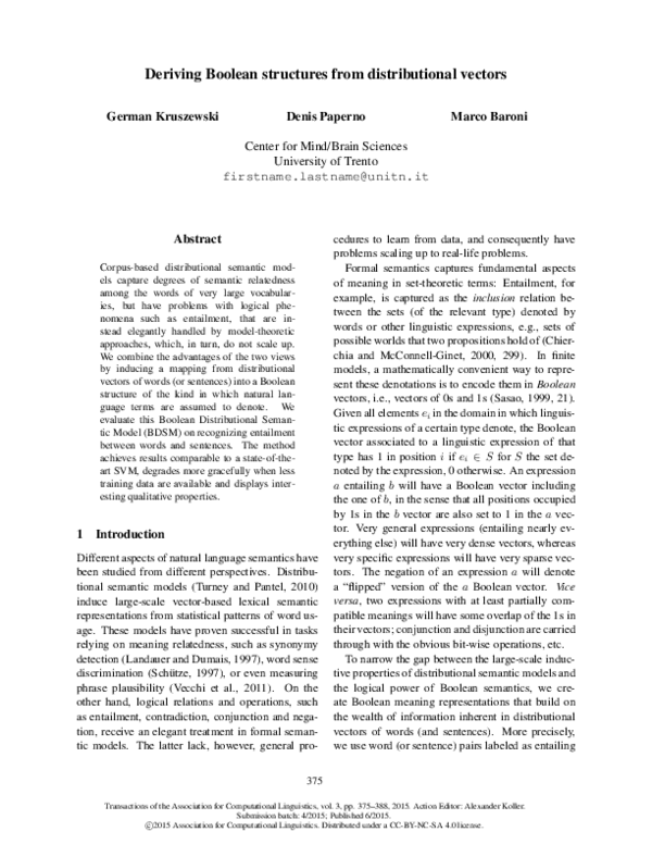 Pdf Deriving Boolean Structures From Distributional Vectors Denis Paperno